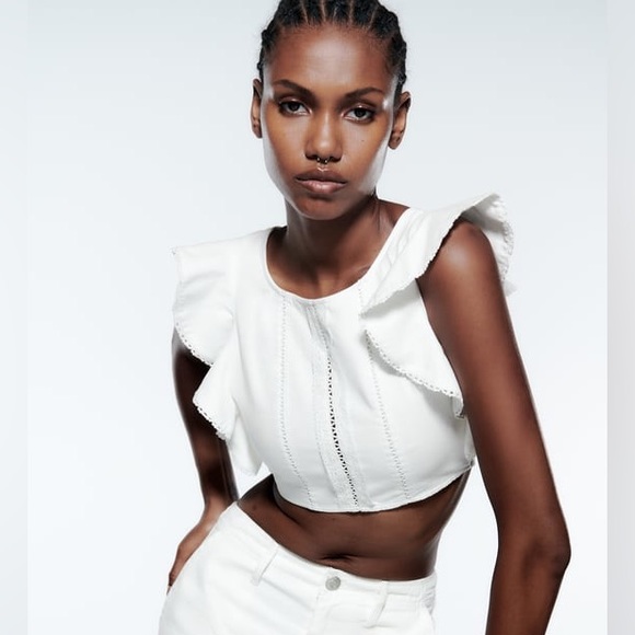 Zara | Tops | Zara Linen Blend Crop Top | Poshmark